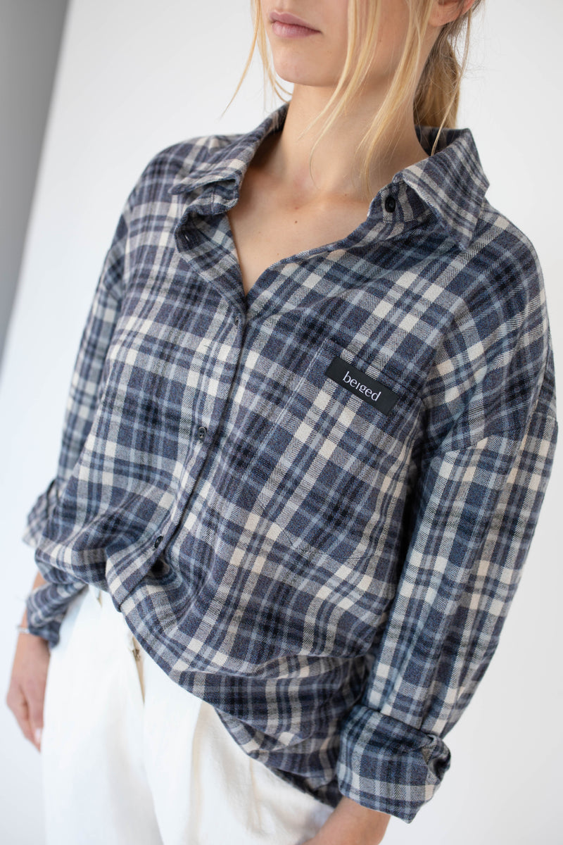 Blue flannel shirt – beiged